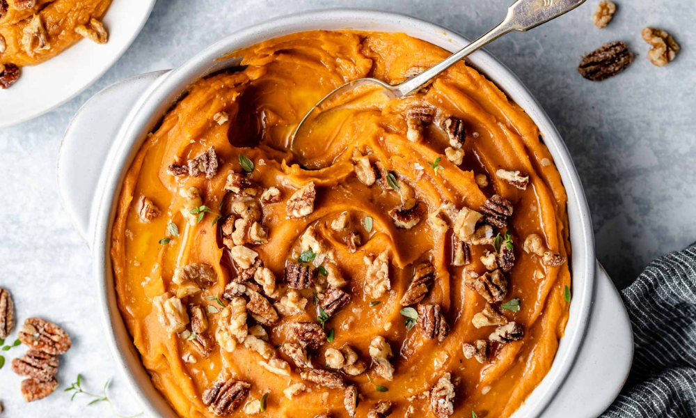 Mashed Yams with Candied Pecans
